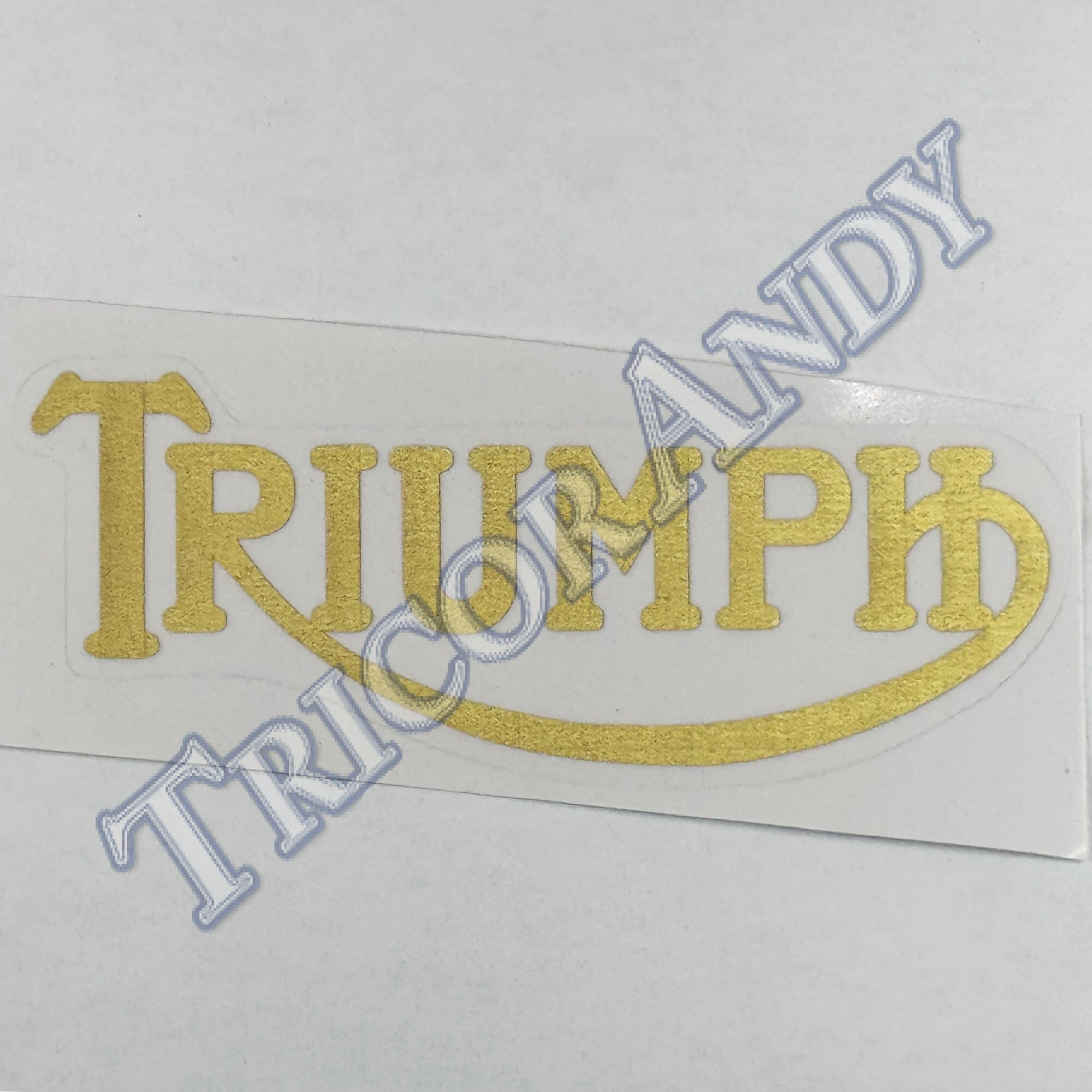 TRIUMPH LOGO GOLD ON CLEAR STICKER - Tricor Andy